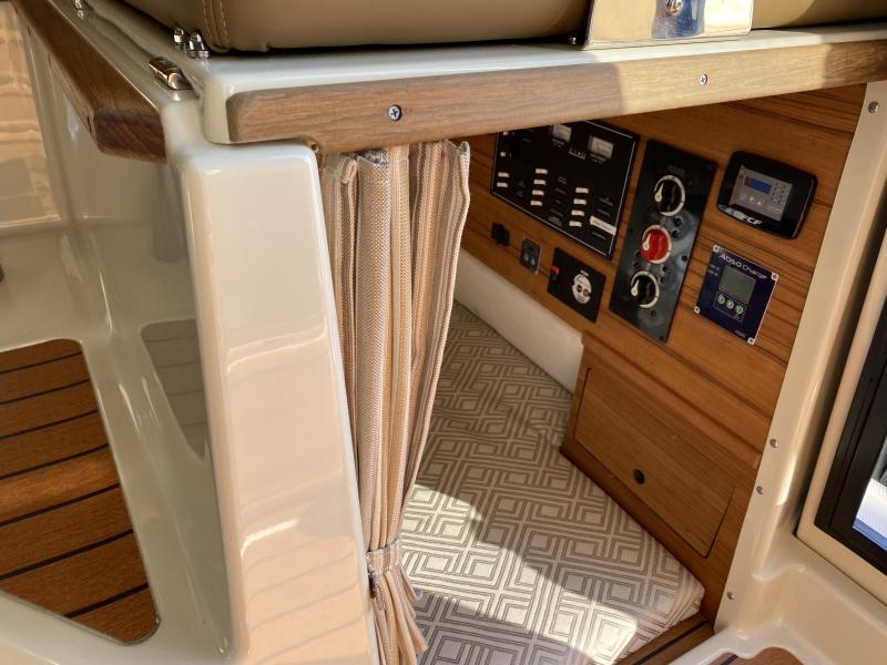 Quarter berth curtains & teak trim | The Tugnuts